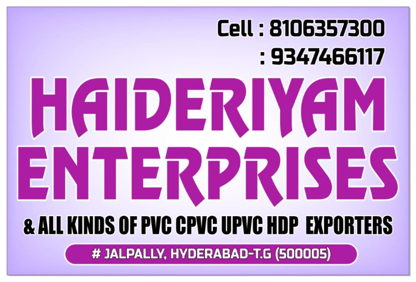 Haideriyam Enterprise | Tayyab Janni | Hyderabad Telangana India | Traders | Plastic4trade